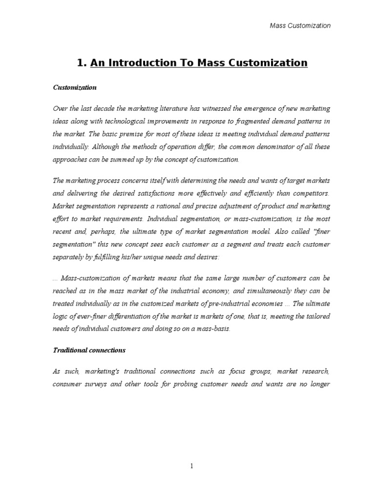 Main Project Mass Customization | PDF | Market Segmentation | Marketing