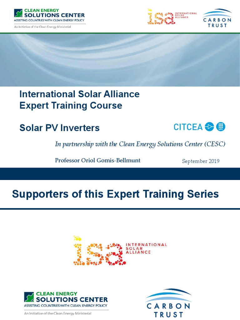 International Solar Alliance Expert Training Course Solar PV Inverters ...