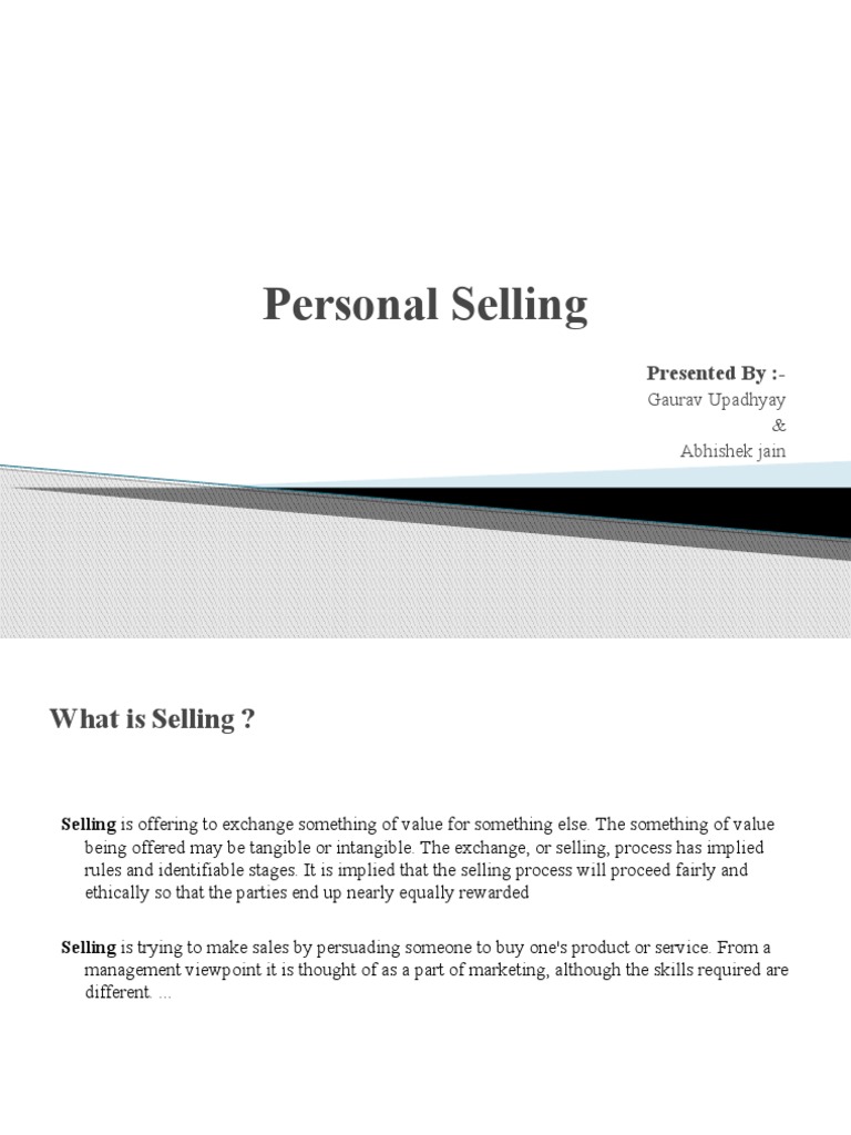 Understanding Personal Selling Techniques | PDF | Sales | Computing