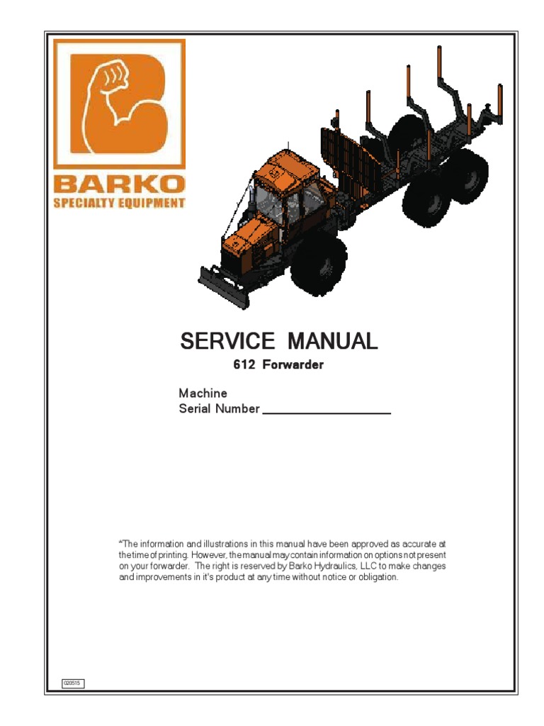 Barko 612 Forwarder Service Manual | PDF | Damages | Fires