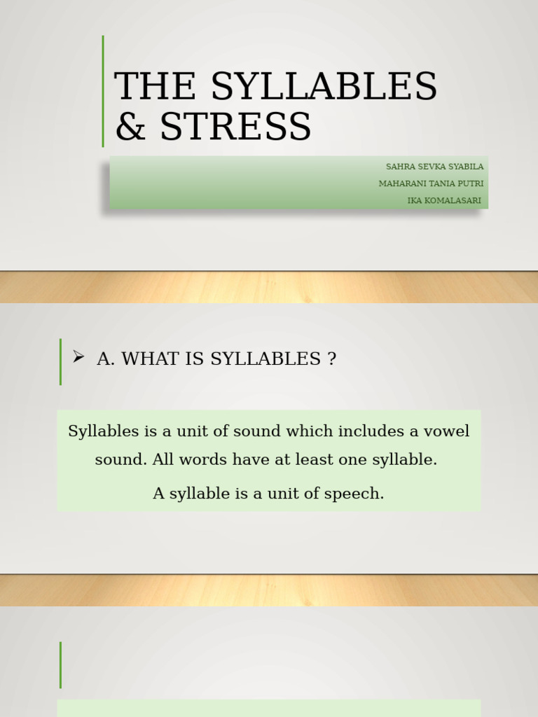 The Syllables & Stress | PDF | Word | Stress (Linguistics)