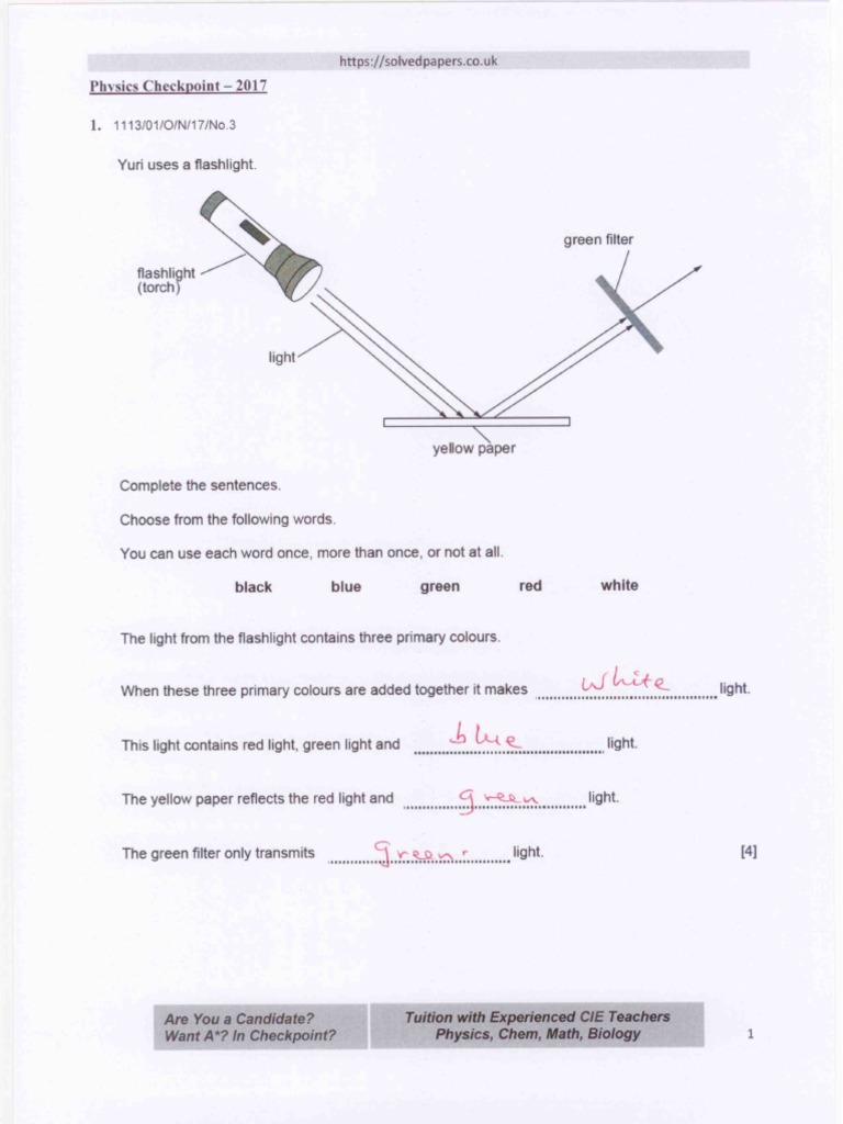 2017 Physics Checkpoint 1 | PDF