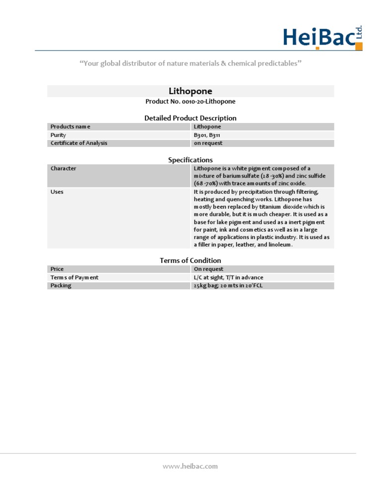 Lithopone: Properties and Uses | PDF