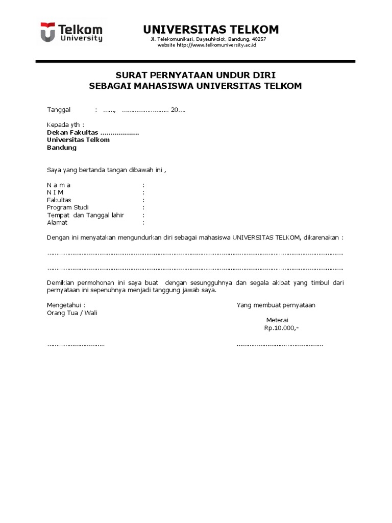 Form Undur Diri - Terbaru | PDF