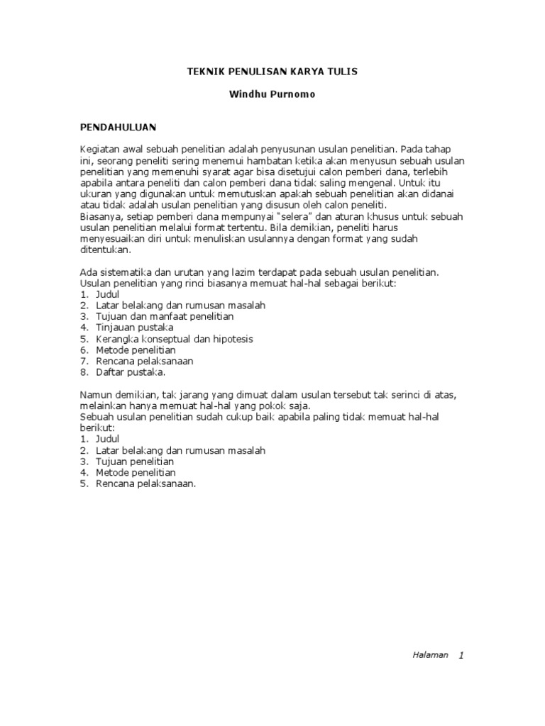 Teknik Penulisan Karya Tulis | PDF