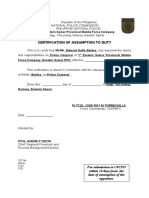 Assumption To Duty Sample | PDF