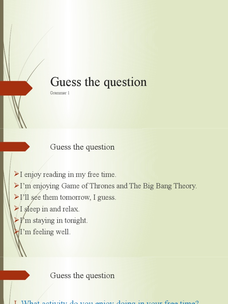 Guess the Questions Activity | PDF