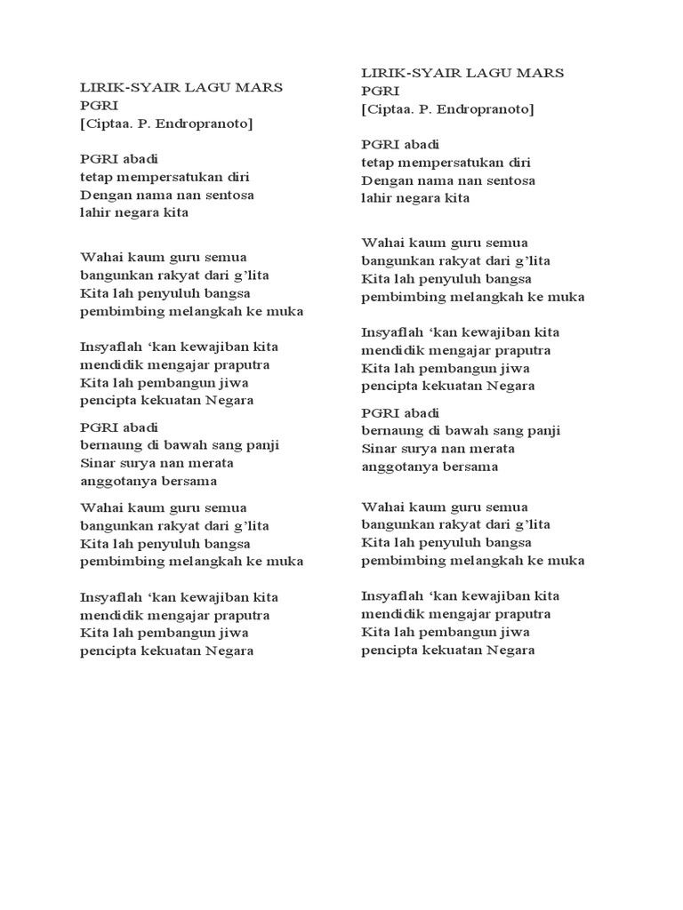 Lirik Mars PGRI | PDF