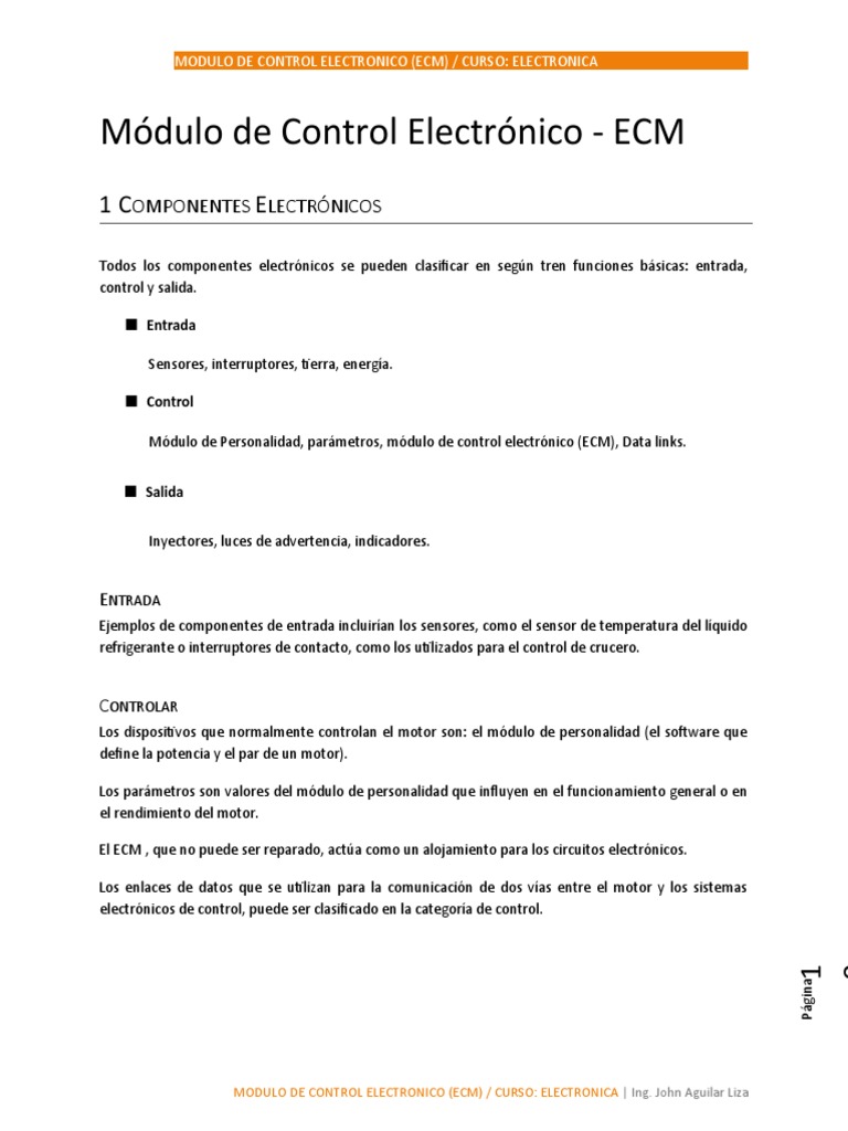 Módulo de Control Electrónico | PDF | Science | Electrónica