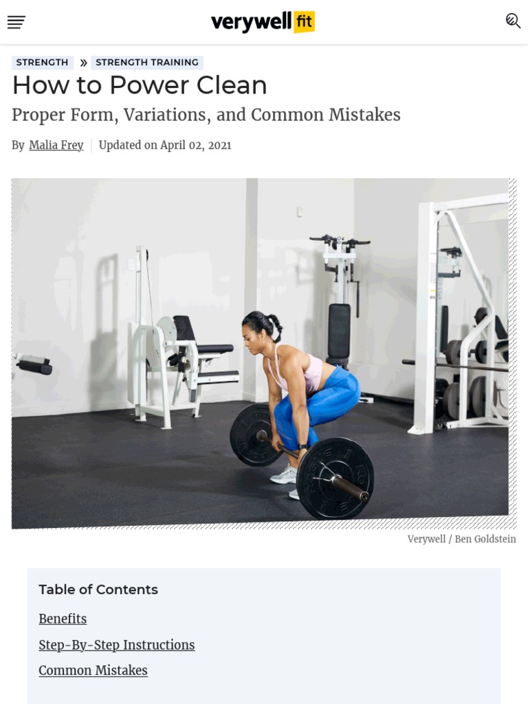 How To Power Clean Techniques Benefits Variations | PDF | Strength Training | Weight Training