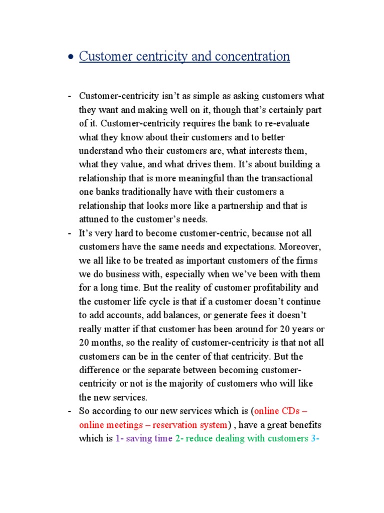 Customer Centricity and Concentration | PDF
