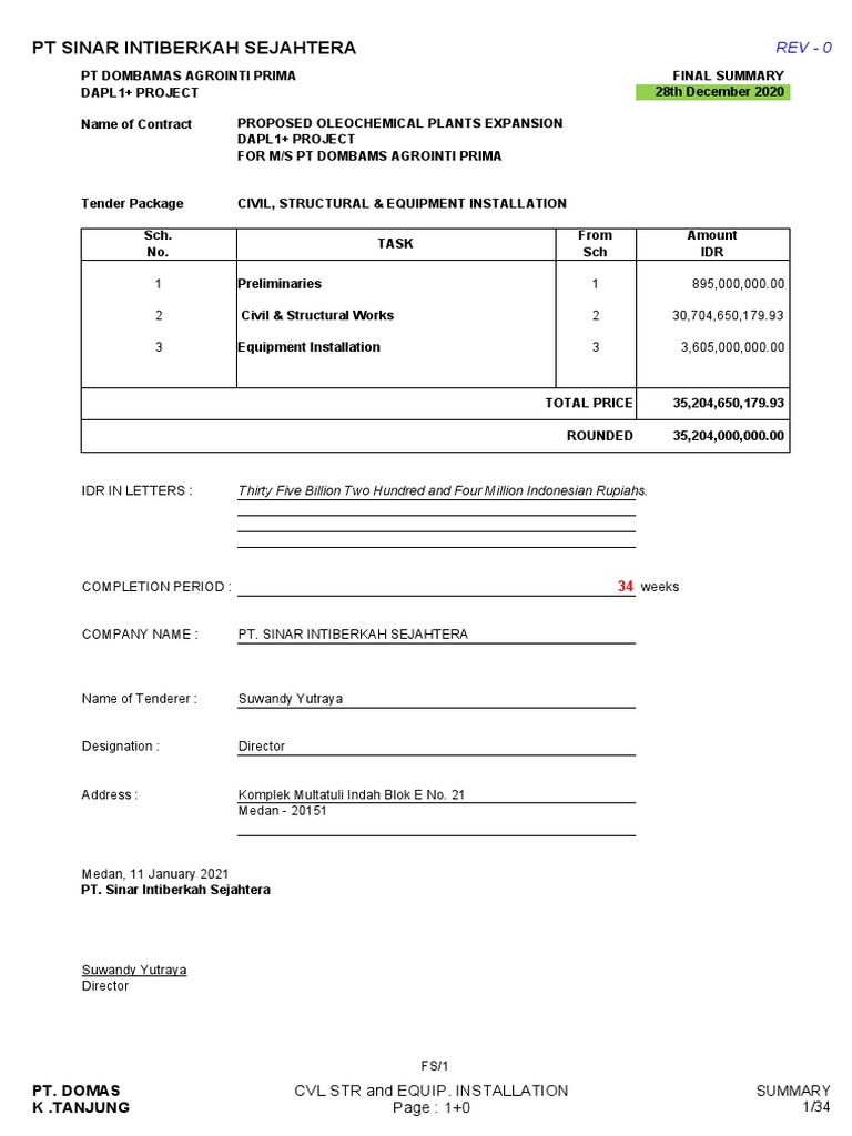BOQ Offer R0 - 30122020 - C&S PLANT TENDER - BOQ TEMPLATE | PDF ...