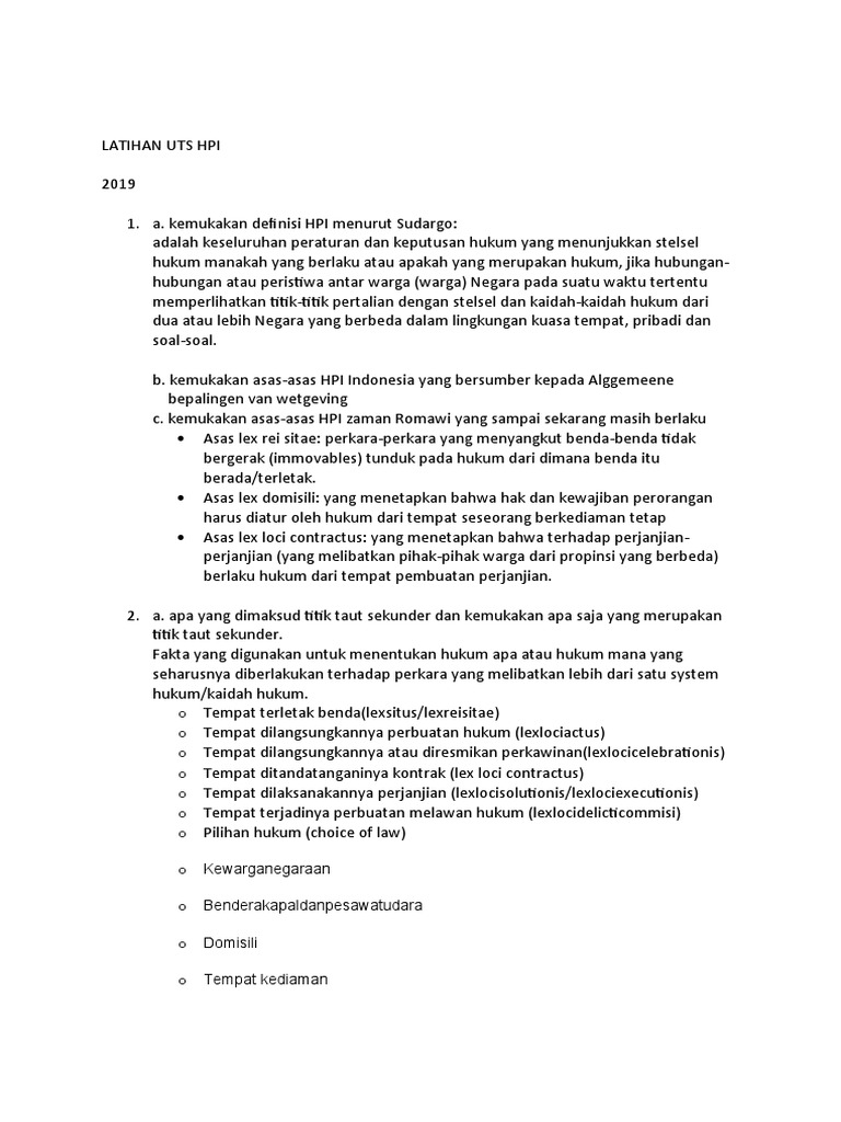 Latihan Uts Hpi | PDF | Ilmu Sosial | Hukum