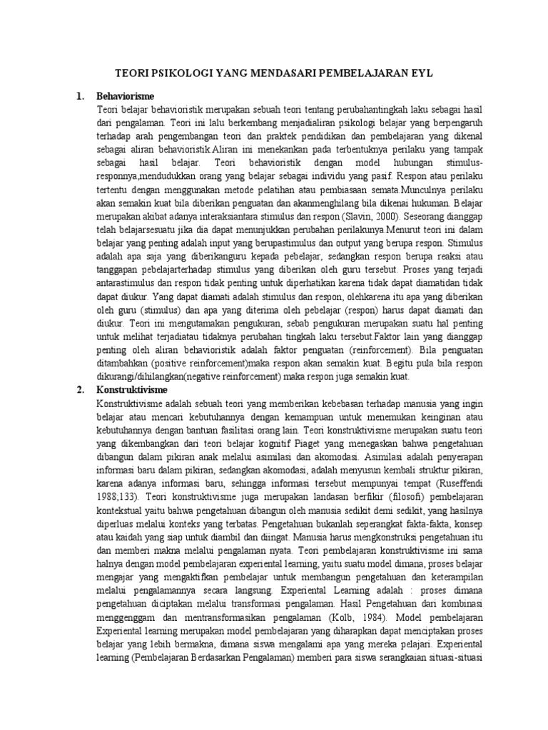 Teori Psikologi Eyl | PDF