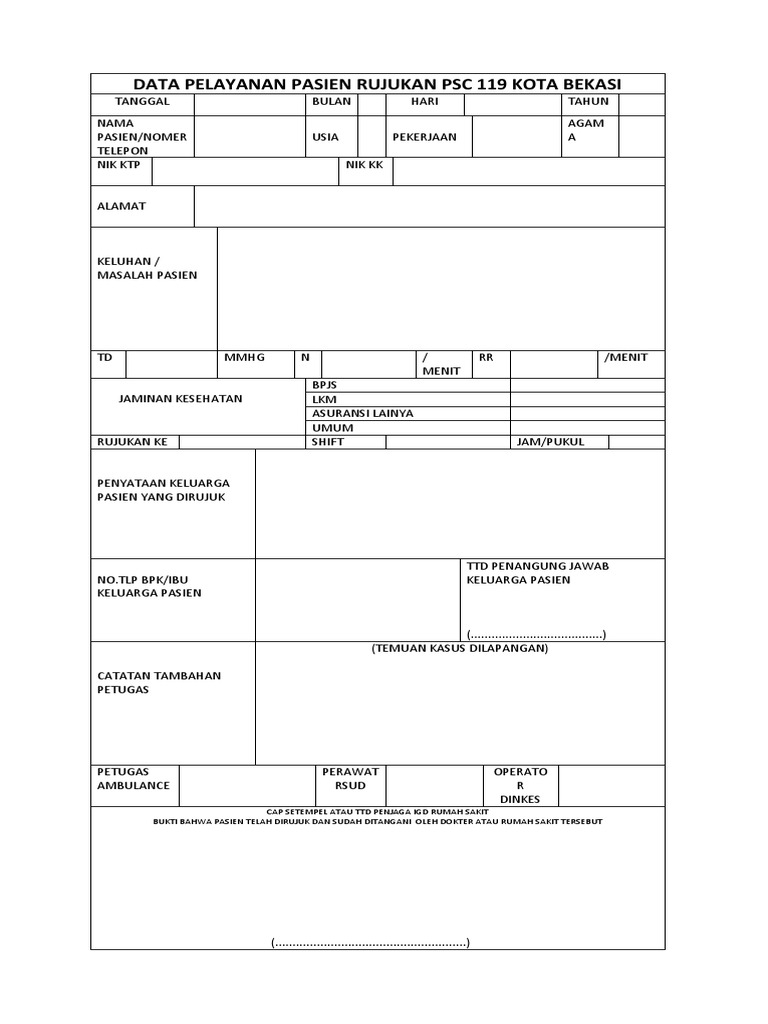 Formulir Rujukan 2020 Andre Agustian DATA PELAYANAN PASIEN RUJUKAN PSC ...