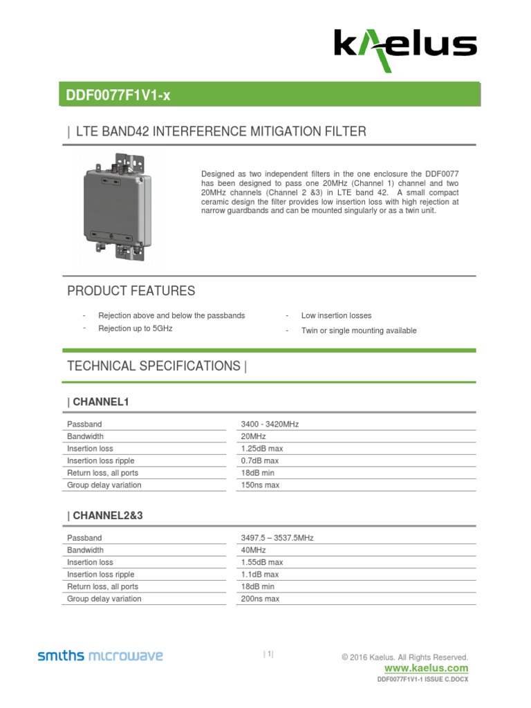 DDF0077F1V1-x: - Lte Band42 Interference Mitigation Filter | PDF ...