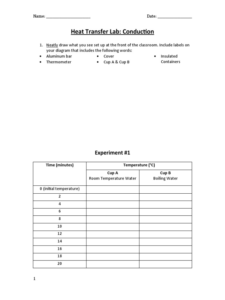 Heat Transfer Lab: Conduction: Experiment #1 | PDF