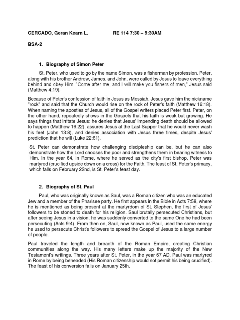 A Comparative Analysis of the Lives and Ministries of St. Peter and St ...