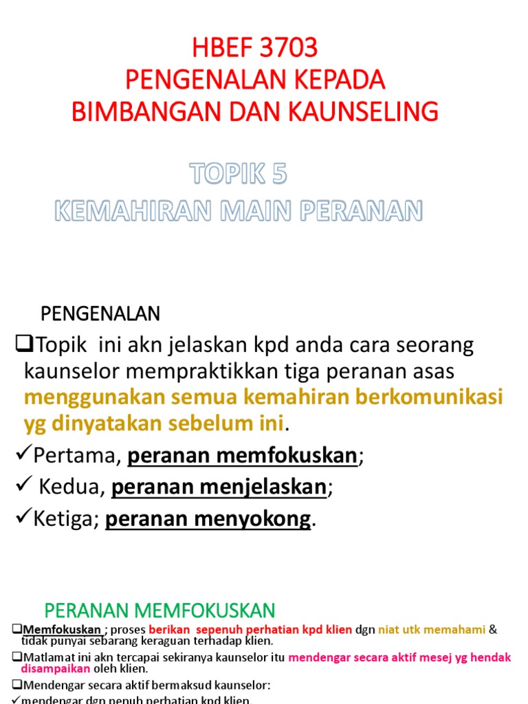 Topik 5 Kemahiran Main Peranan | PDF