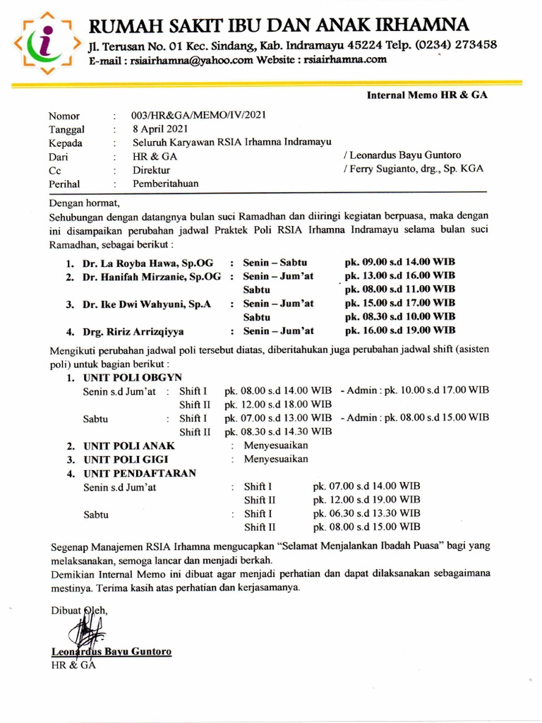 Memo Internal + Surat Edaran Kemenag Ramadhan | PDF