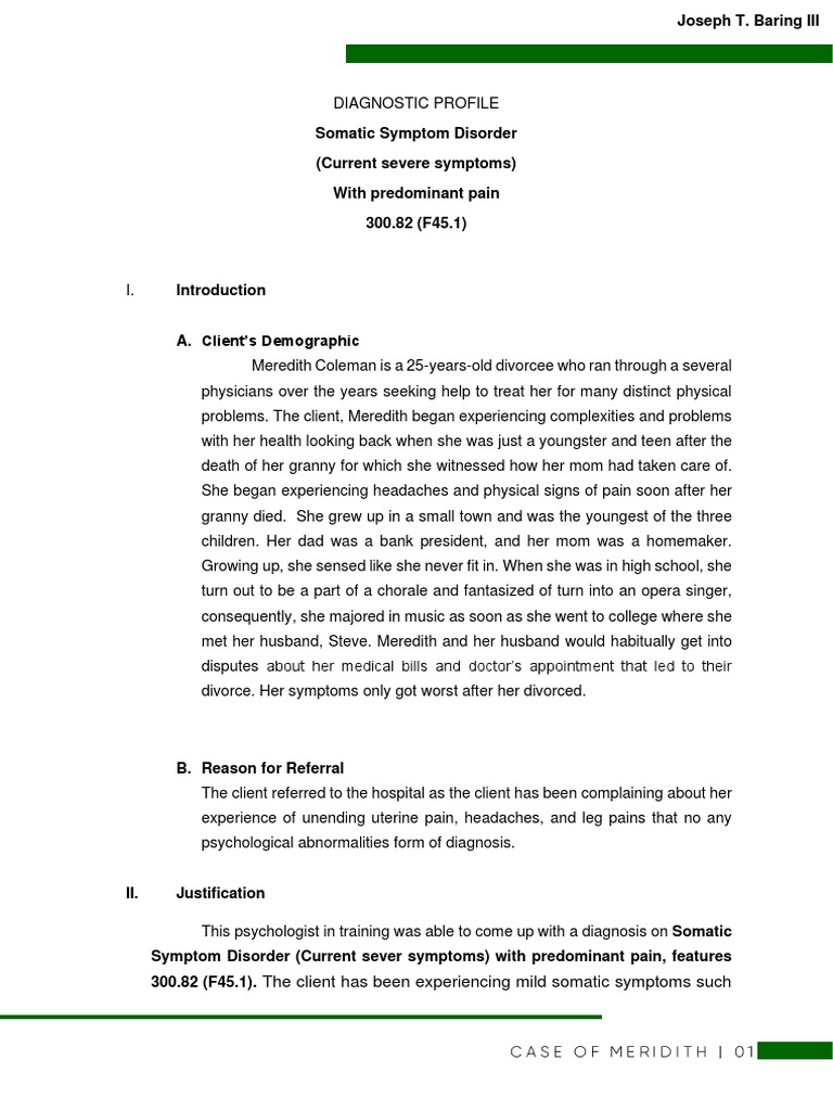 The Case of Meredith by Joseph Baring III | PDF | Cognitive Behavioral ...