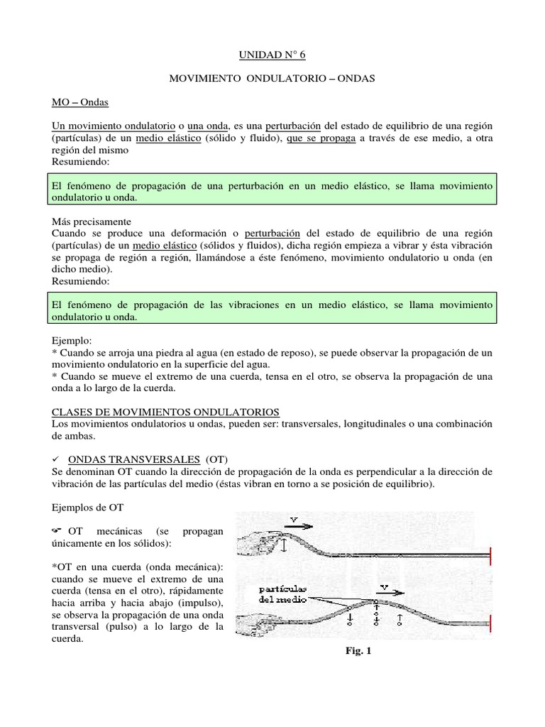 Unidad 5 Movimiento Ondulatorio - Ondas | PDF | Olas | Frecuencia