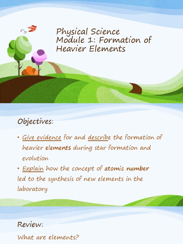 Physical Science M1 Formation of Heavier Elements | PDF | Chemical Elements | Nuclear Fusion
