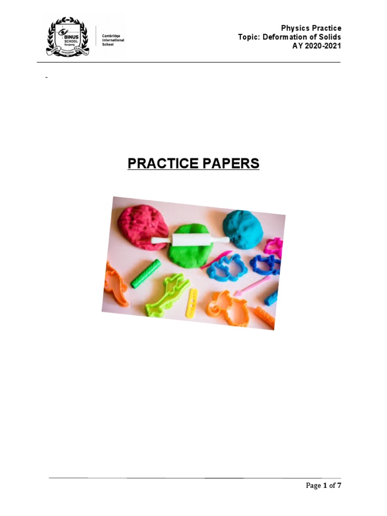 T3W10 - Practice Paper - Deformation of Solids02 10 Gen | PDF | Young's ...