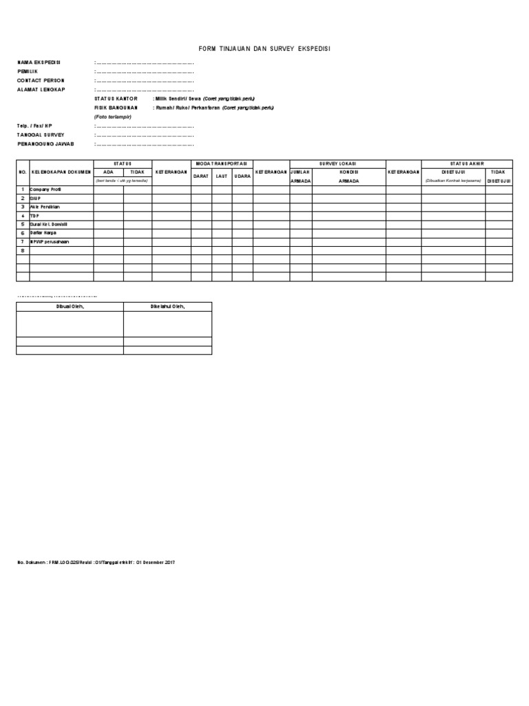 2015 FRM LOG 025 Tinjauan Dan Survey Ekspedisi Rev01 | PDF