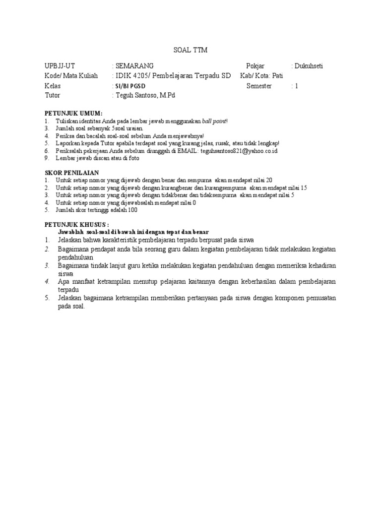 Judul Soal TTM | PDF