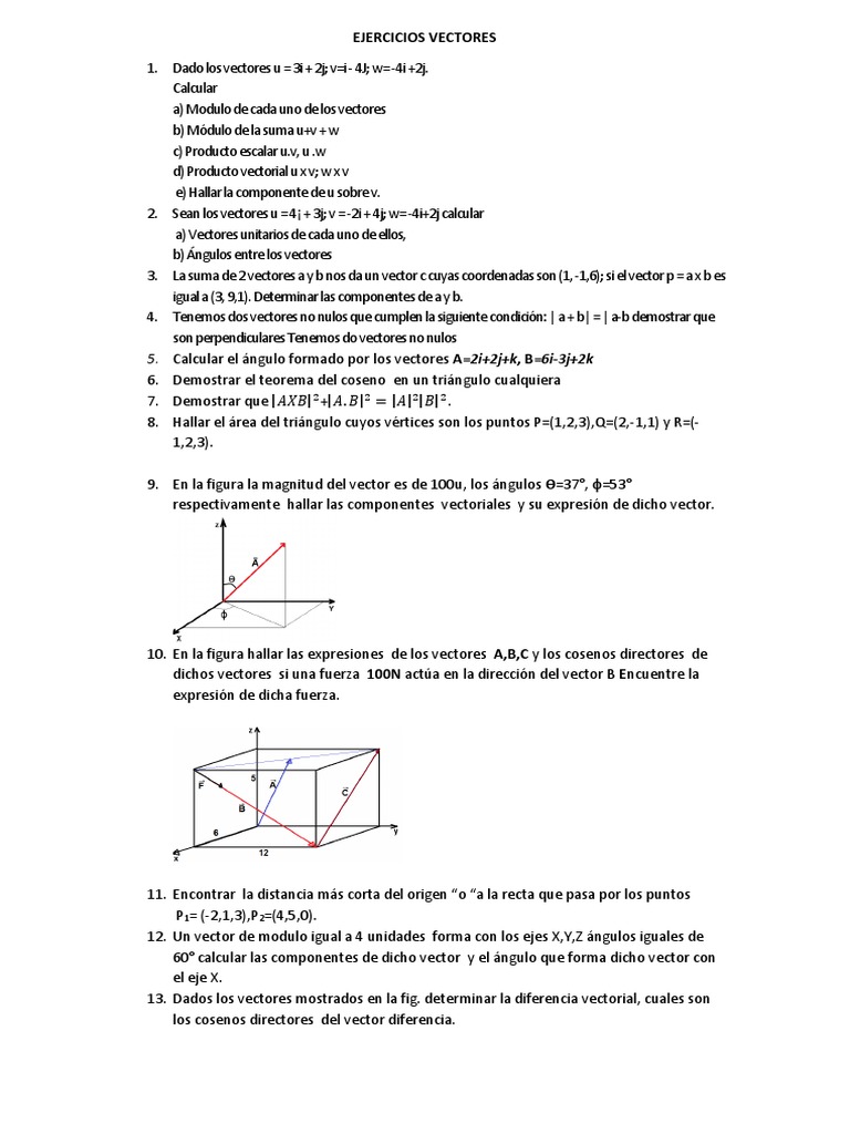 Ejercicios Vectores | Descargar gratis PDF | Vector Euclidiano | Triángulo