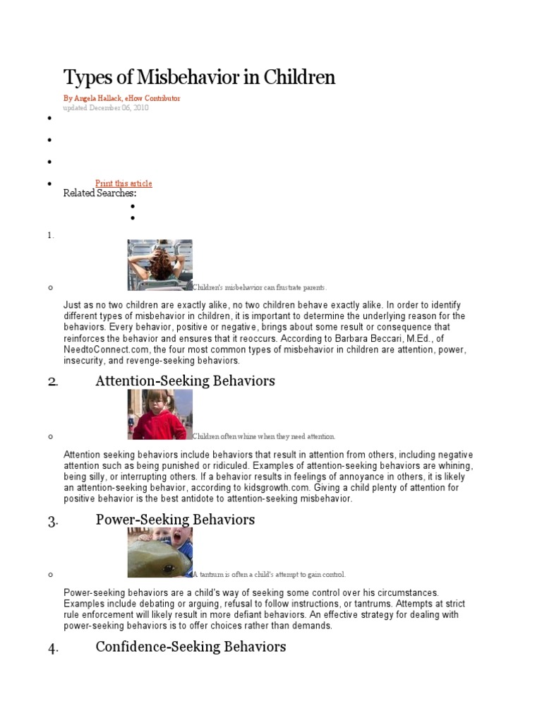 Types of Misbehavior in Children | Download Free PDF | Bullying | Behavior
