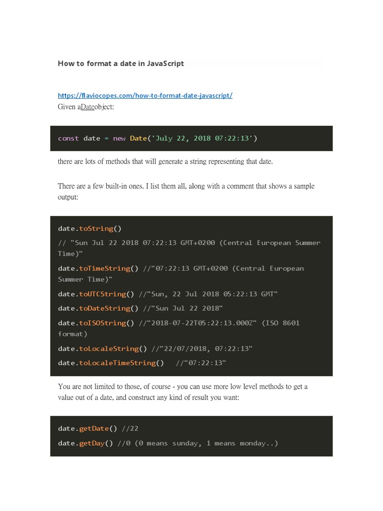 How To Format A Date In Javascript Pdf Java Script Array Data Structure 2228