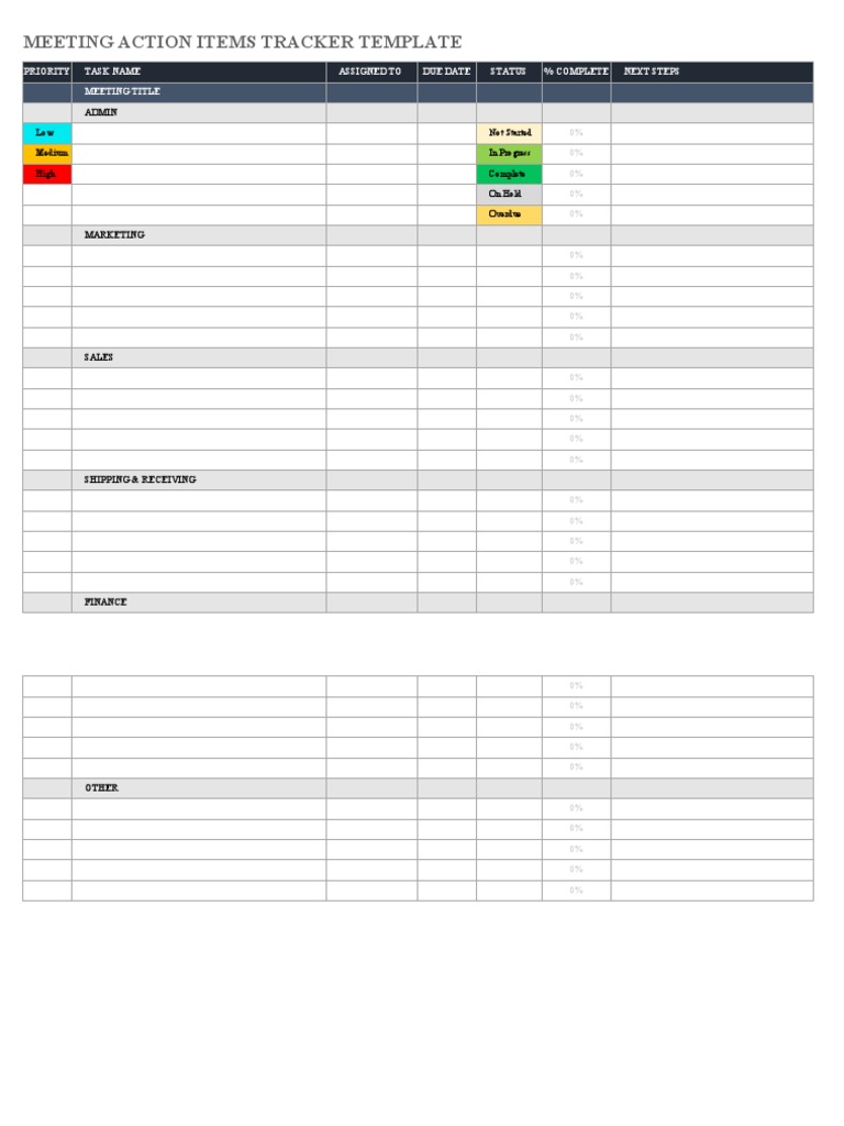 Meeting Action Items Tracker Template: Admin | PDF | Business
