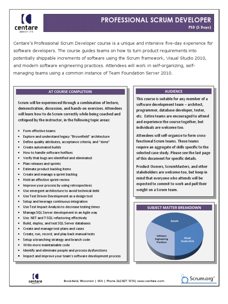 Professional Scrum Developer Course Syllabus (Centare) | PDF | Scrum (Software Development ...