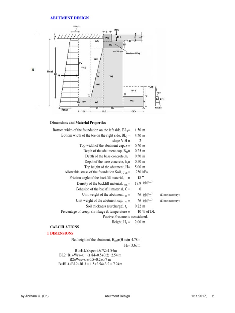 Abutment Design - Slab Bridge Jan 11 - 2017 | PDF | Physics | Chemistry