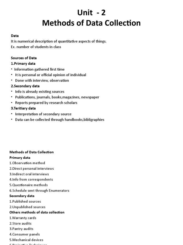 Methods of Data Collection | PDF | Sampling (Statistics) | Survey ...