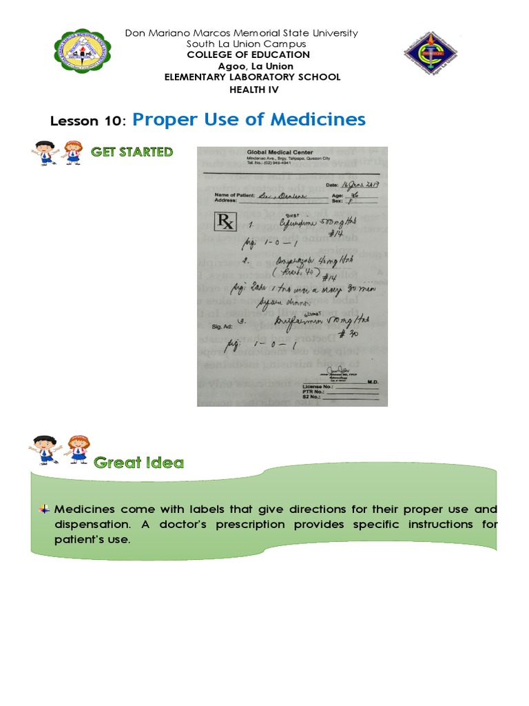 Proper Use of Medicines: Lesson 10 | PDF | Medical Prescription ...