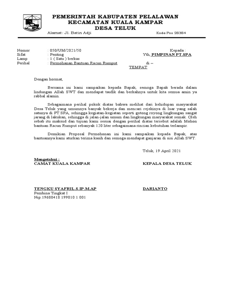 Proposal Permohonan RACUN | PDF