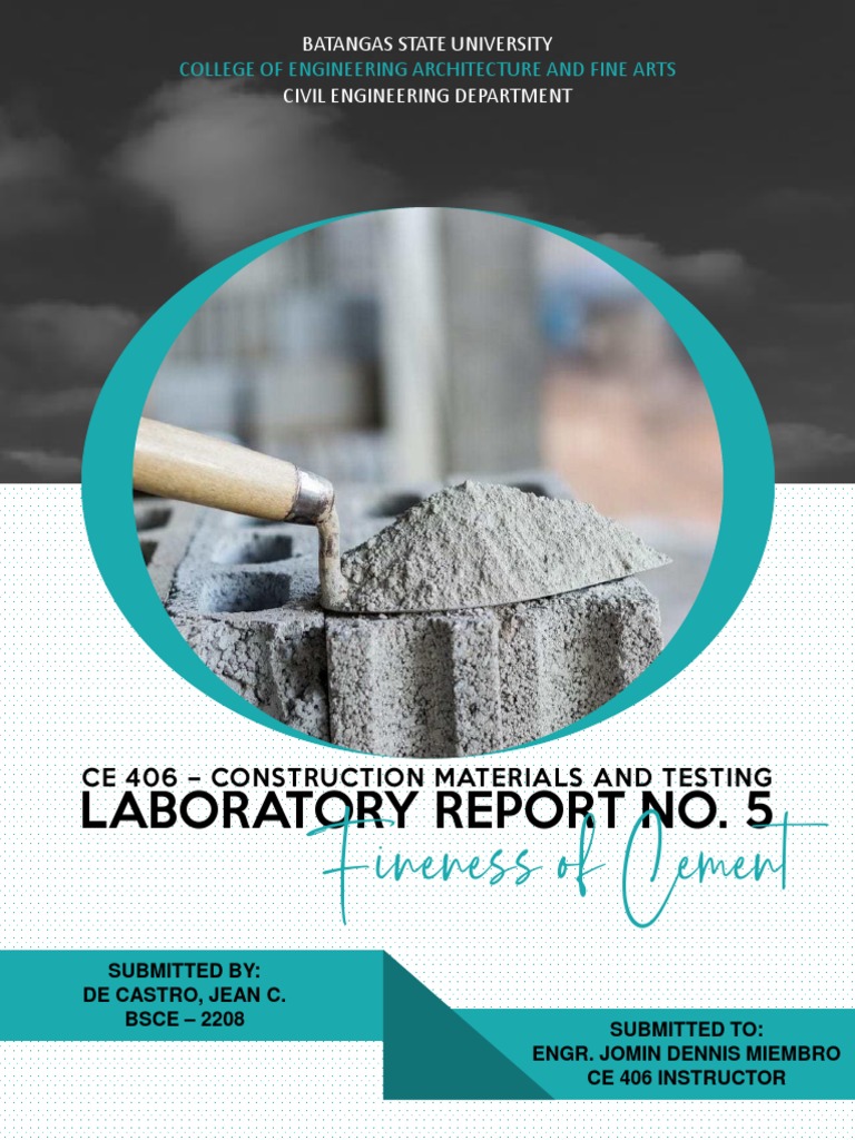 Fineness of Cement Lab Report | PDF | Concrete | Cement
