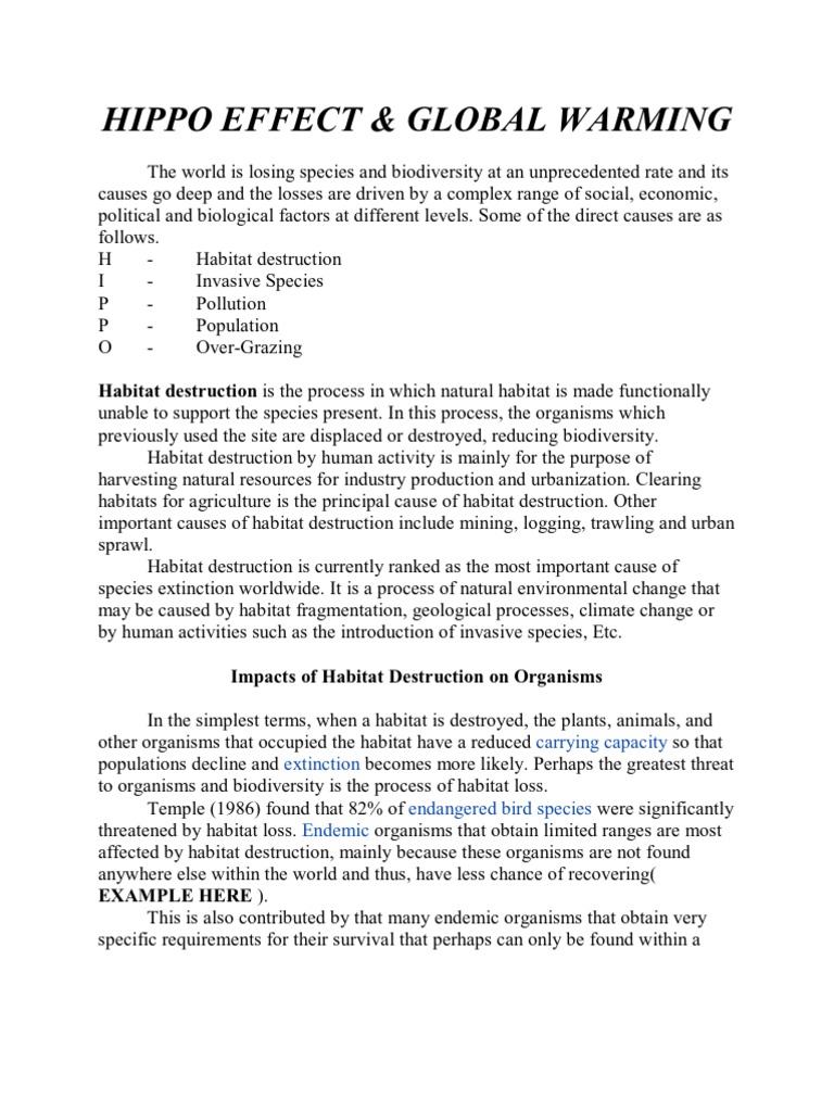 Hippo Effect | PDF | Habitat Destruction | Invasive Species