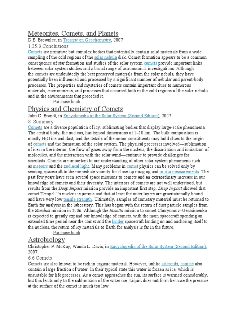 Physics of Comets | PDF | Comet | Local Interstellar Cloud