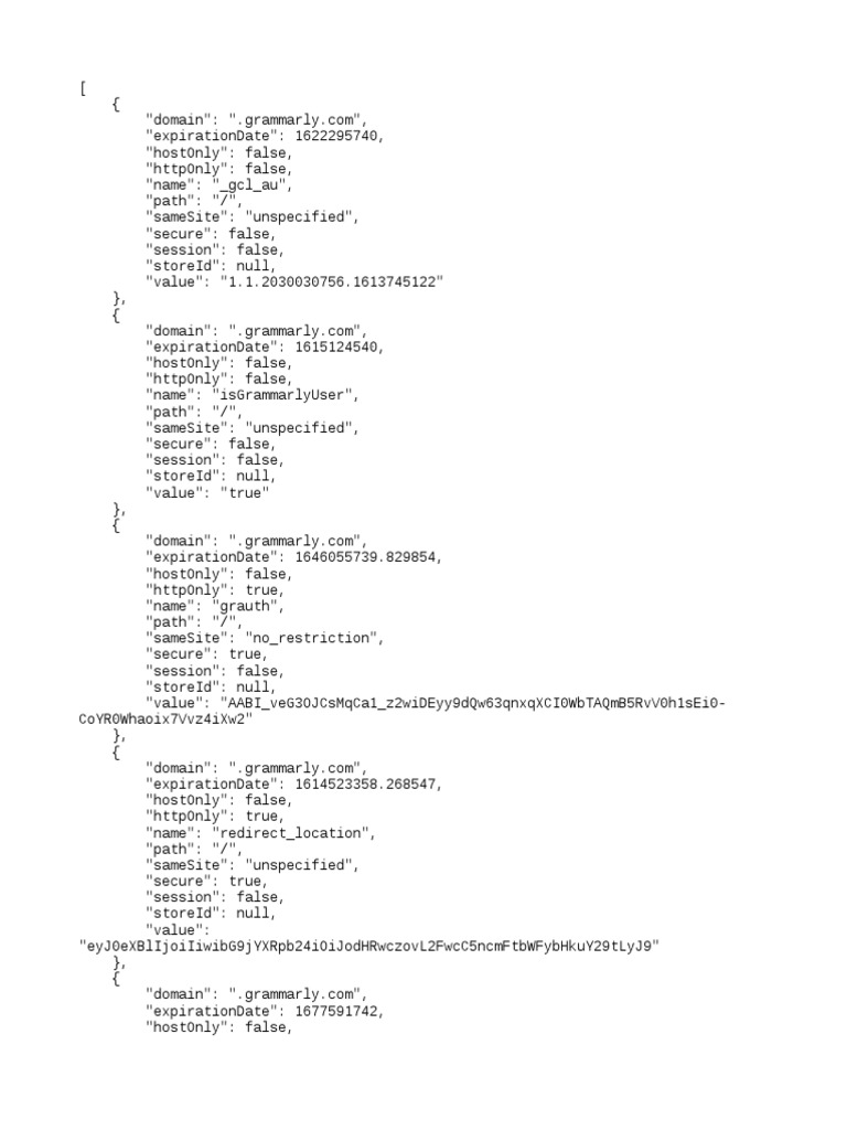 JKelly Grammarly Cookie | PDF | Sql | Databases
