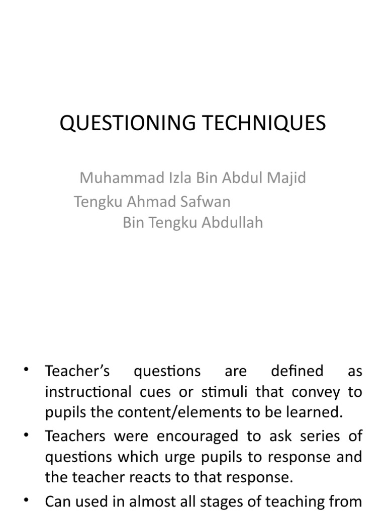 Effective Questioning Techniques For Mathematics Instruction Pdf