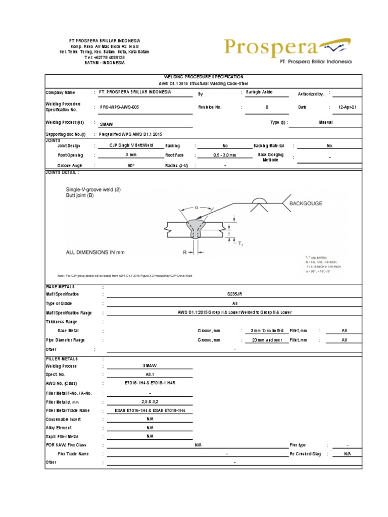 Note: For CJP Grove Details Will Be Based From AWS D1.1 2015 Figure 3.3 ...