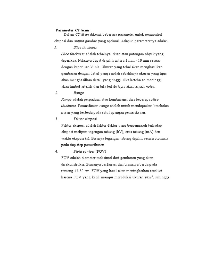 Parameter CT Scan Abdomen | PDF | Sains & Matematika