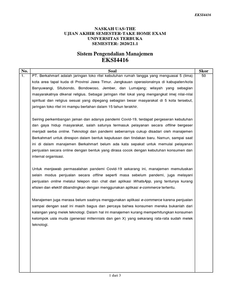 Naskah EKSI4416 The 1 | PDF