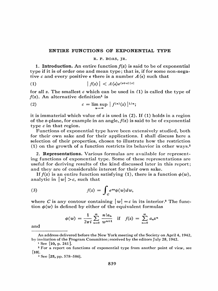 I O O I I Entire Functions Of Exponential Type Pdf Analytic Function Function