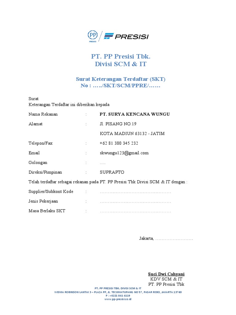 12 Surat Keterangan Terdaftar (SKT) | PDF