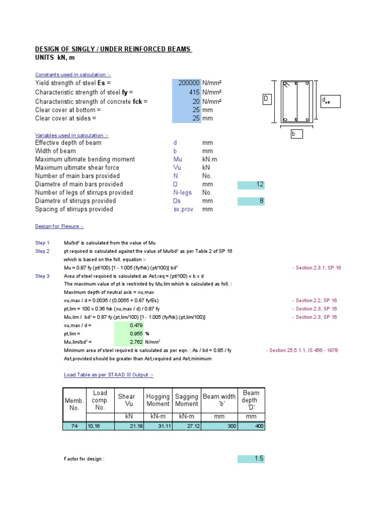 Design of Singly Reinf Beams | PDF | Bending | Beam (Structure)